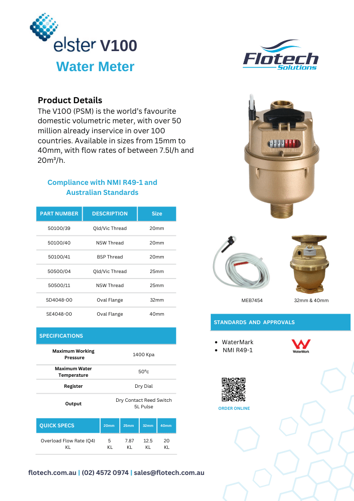 Elster V100 Water Meter - Flotech Solutions
