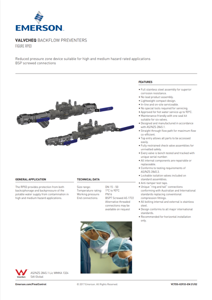 RP03 Backflow: Approved for Hot Water up to 90ºC - Flotech Solutions