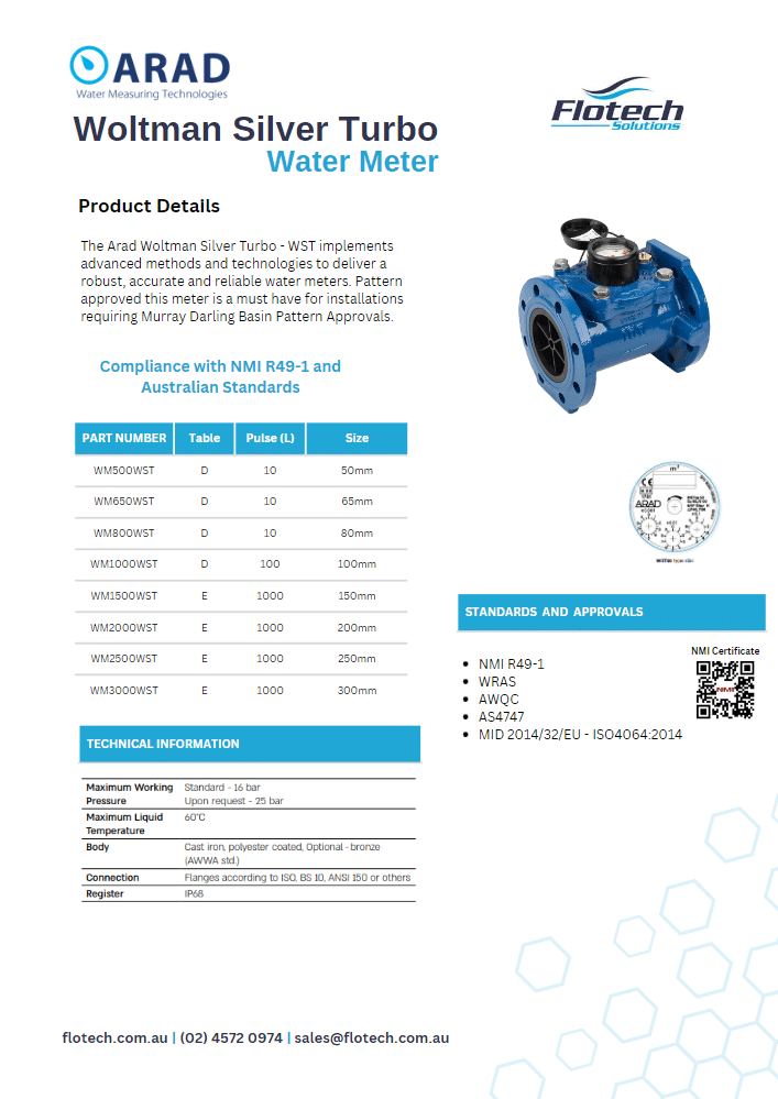 ARAD WST Water Meter - Flotech Solutions